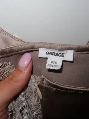 Garage | Intimates & Sleepwear | Garage Brown Satin Slip With Cream ...